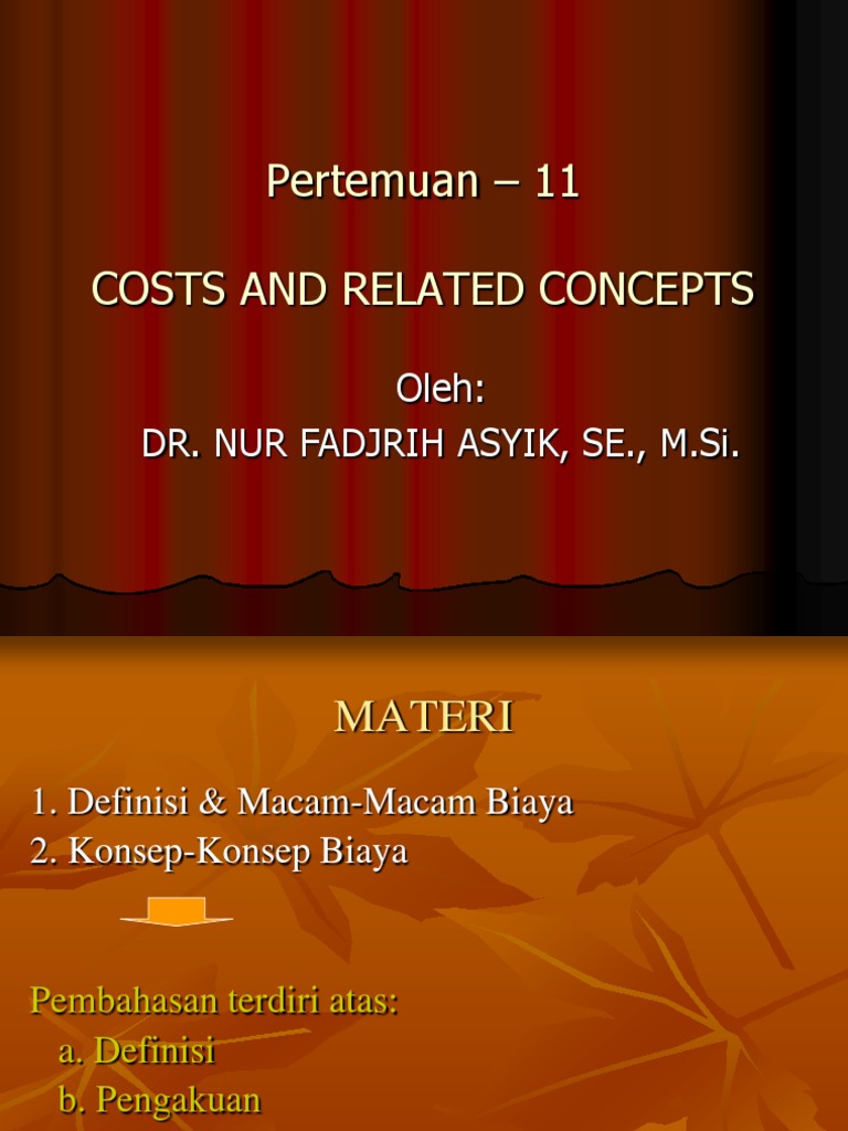 TA-9 Costs and Losses and Related Concepts | PDF