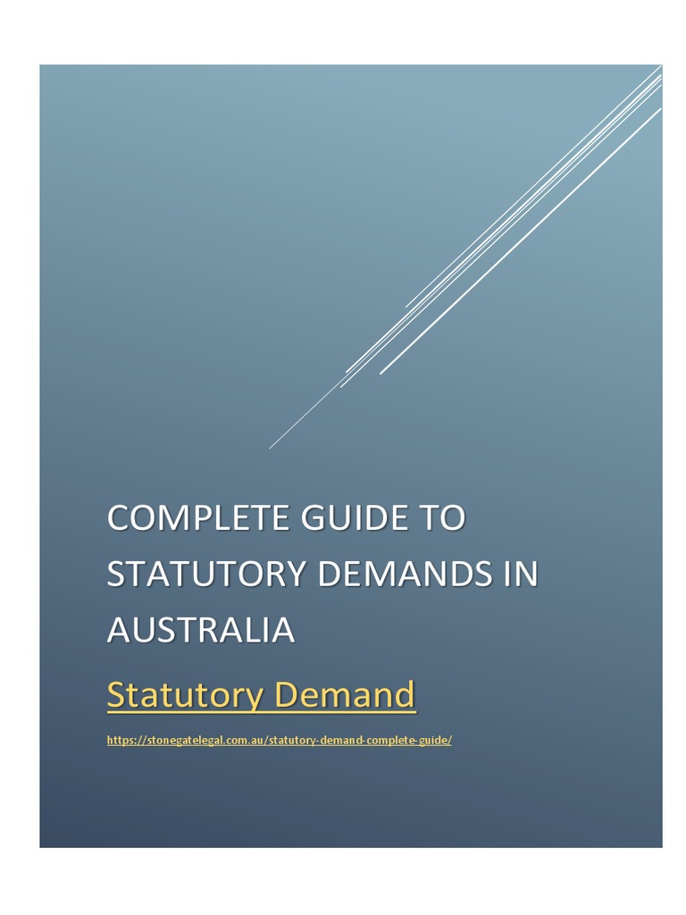 Statutory Demand Law in Australia | PDF | Service Of Process | Debt