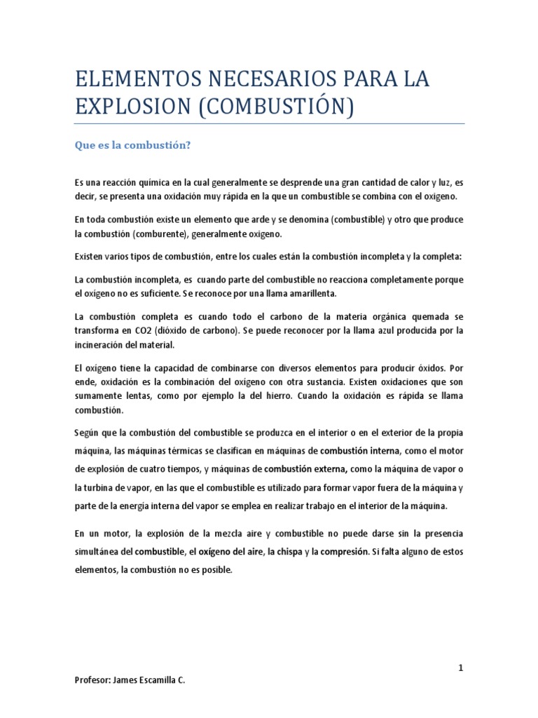 Elementos Clave de la Combustión | PDF | Combustión | Combustibles