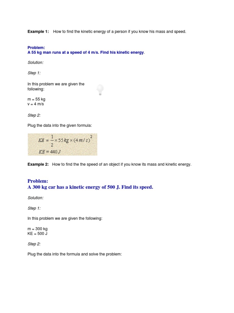 Kinetic Energy Problems | PDF