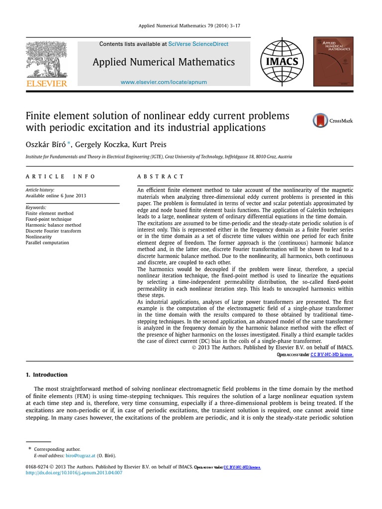 Applied Numerical Mathematics: Oszkár Bíró, Gergely Koczka, Kurt Preis ...