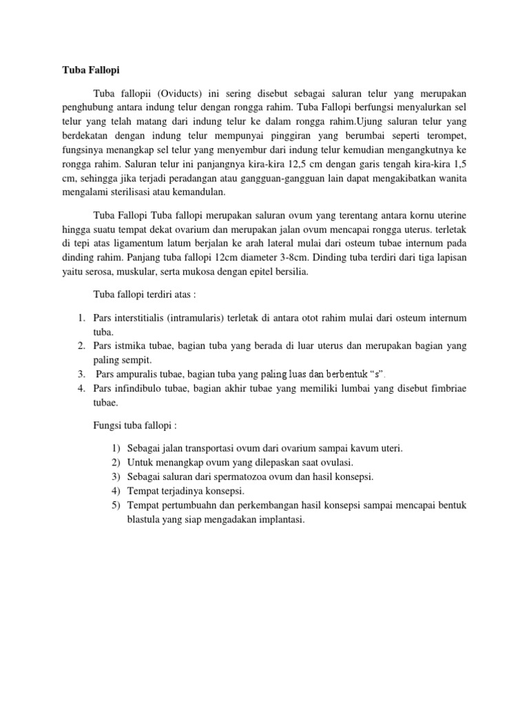 Fungsi dan Struktur Tuba Fallopi | PDF | Kajian Bahasa Asing