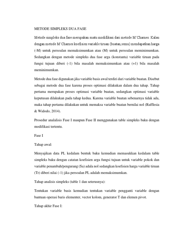 Metode Simpleks Dua Fase | PDF