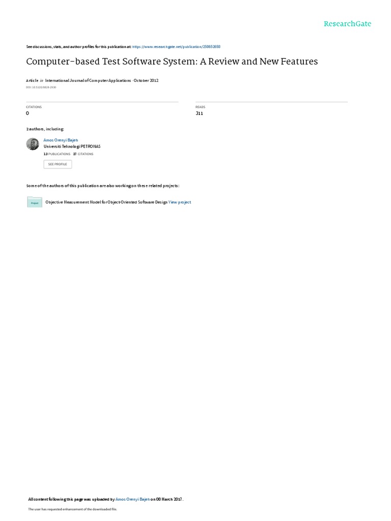 Computer-Based Test Software System A Review and N | Download Free PDF ...