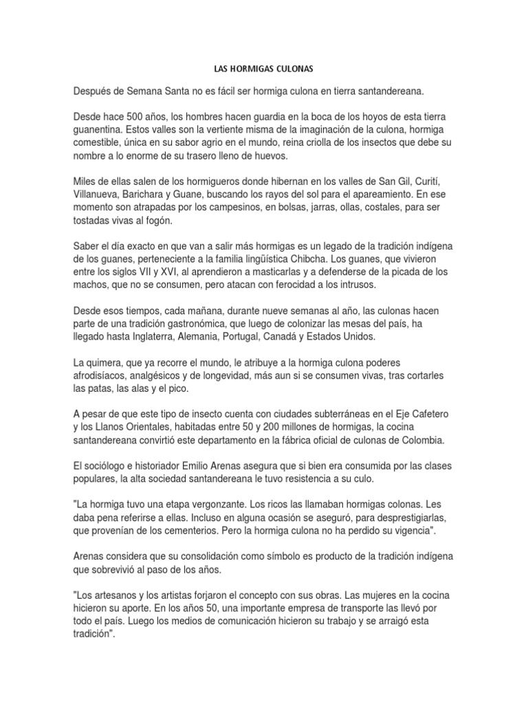 Las Hormigas Culonas | PDF | Hormiga | Alimentos