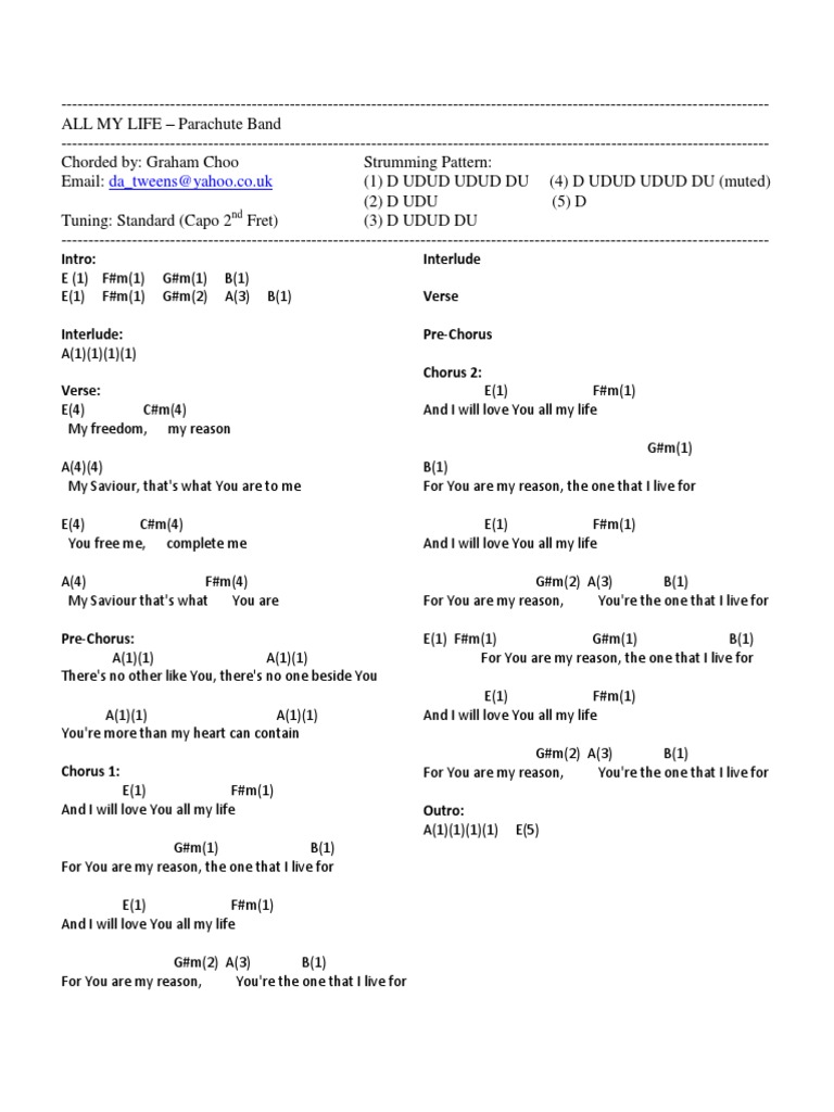 All My Life Chords and Lyrics | PDF | Song Structure | Celtic Musical ...