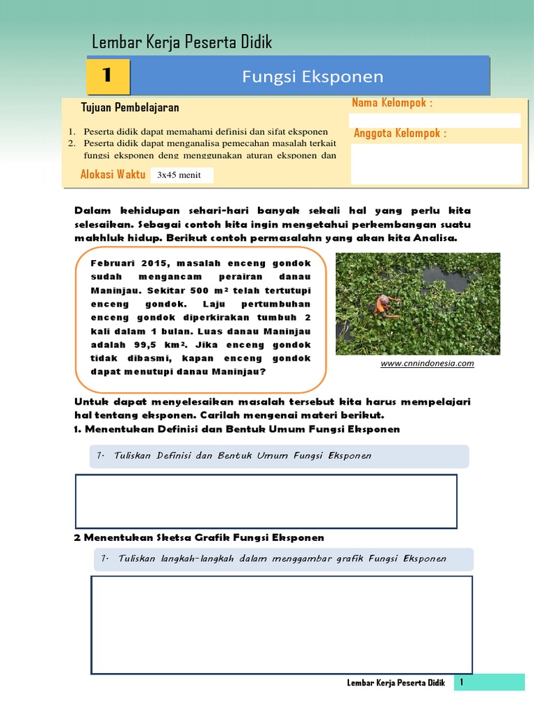 LKPD 1 Mind Map Fungsi Eksponen | PDF