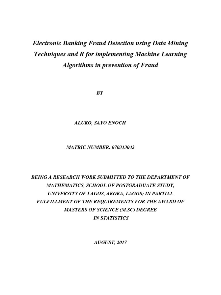 Electronic Banking Fraud Detection | PDF | Machine Learning | Fraud