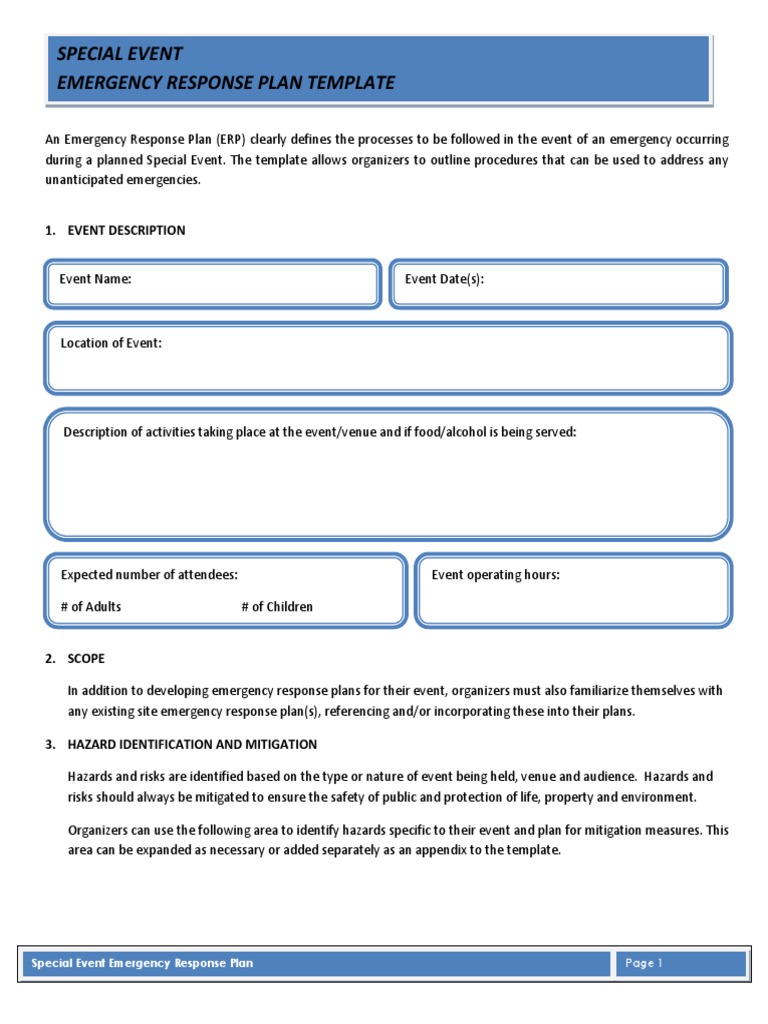 Emergency Response Plan Template 1 | PDF | Emergency | Hazards