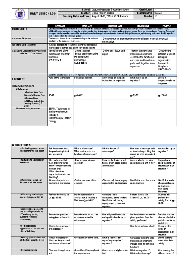 Science 7 Lesson Plan | PDF | Pedagogy | Educational Psychology