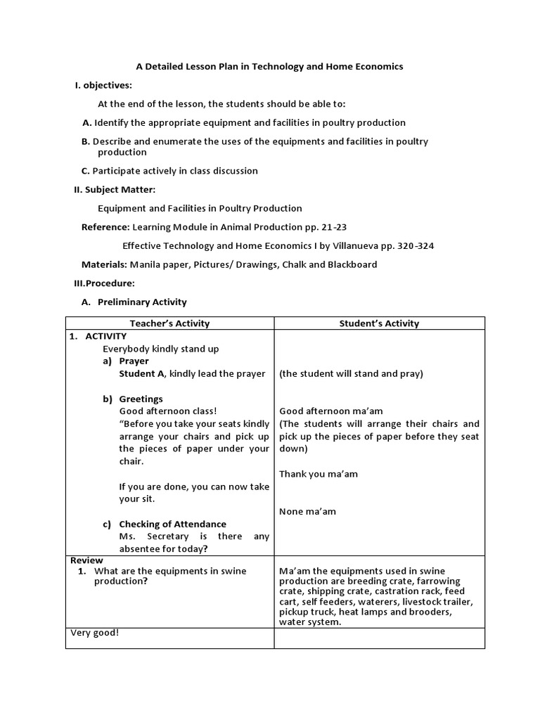 Detaile Lesson Plan in Tle | PDF | Chicken | Poultry Farming