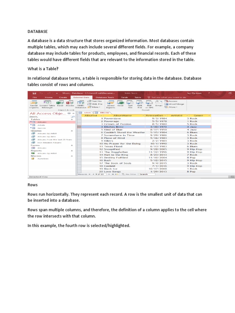DATABASE FUNDAMENTALS | PDF | Table (Database) | Databases