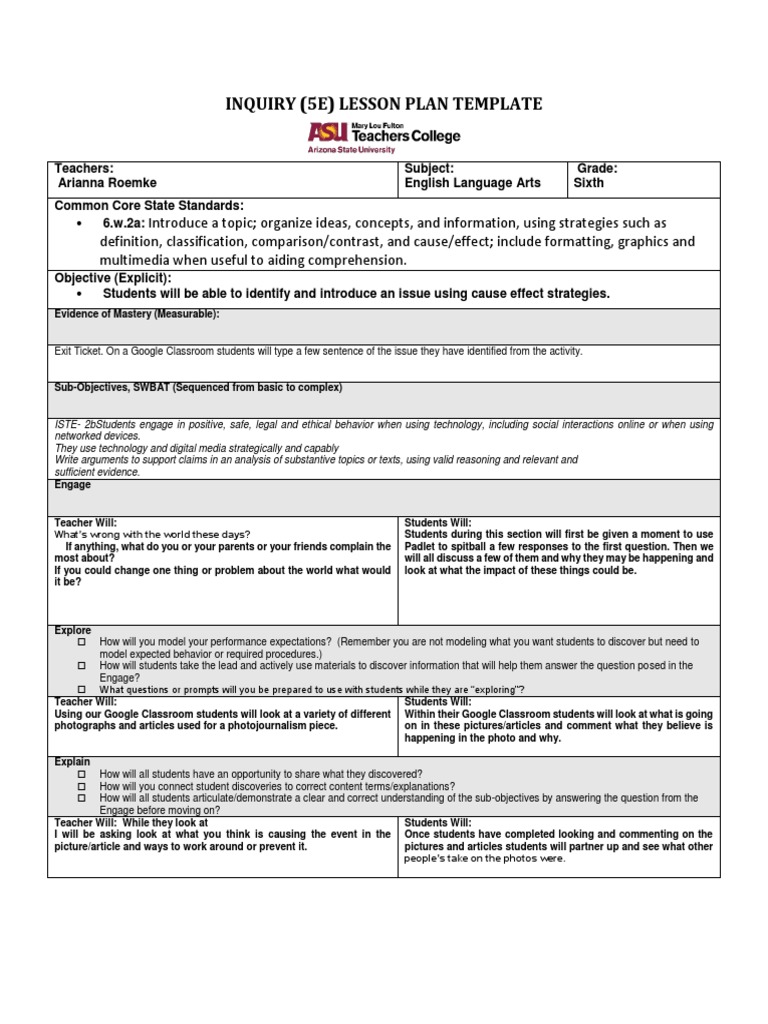 Inquiry Based Lesson Plan PBL | PDF | Lesson Plan | Teachers