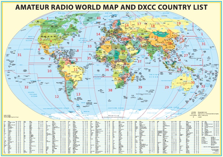 Amateur Radio World Map and DXCC Country List PDF | PDF