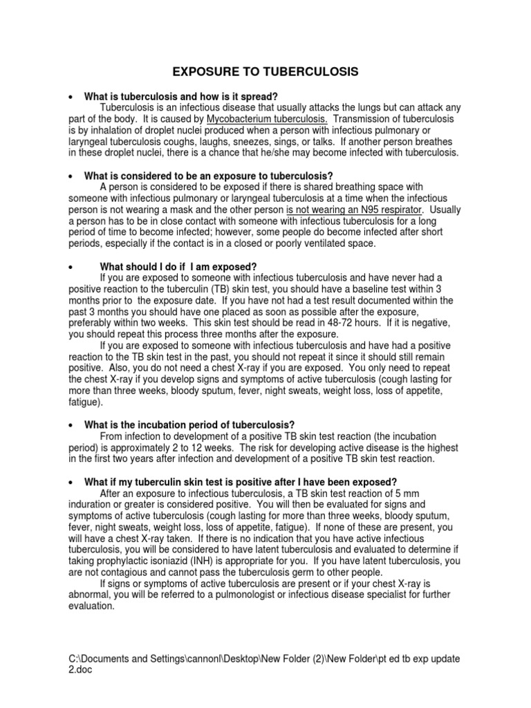 Exposure To Tuberculosis: What Should I Do If I Am Exposed? | Download ...