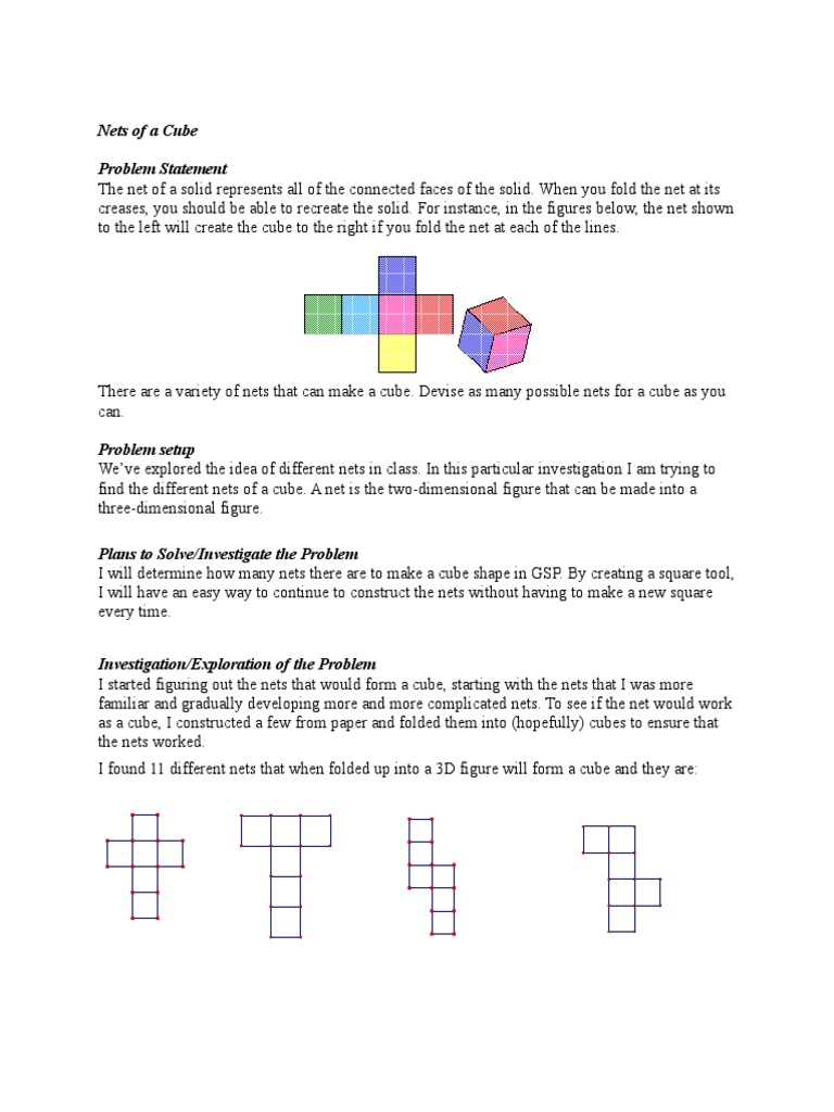 Nets of A Cube Problem Statement | PDF | Elementary Mathematics ...