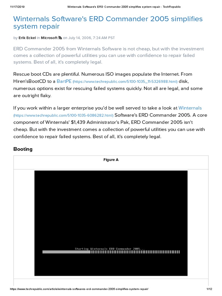 ERD Commander 2005 Simplifies System Repair - Winternals Software ...