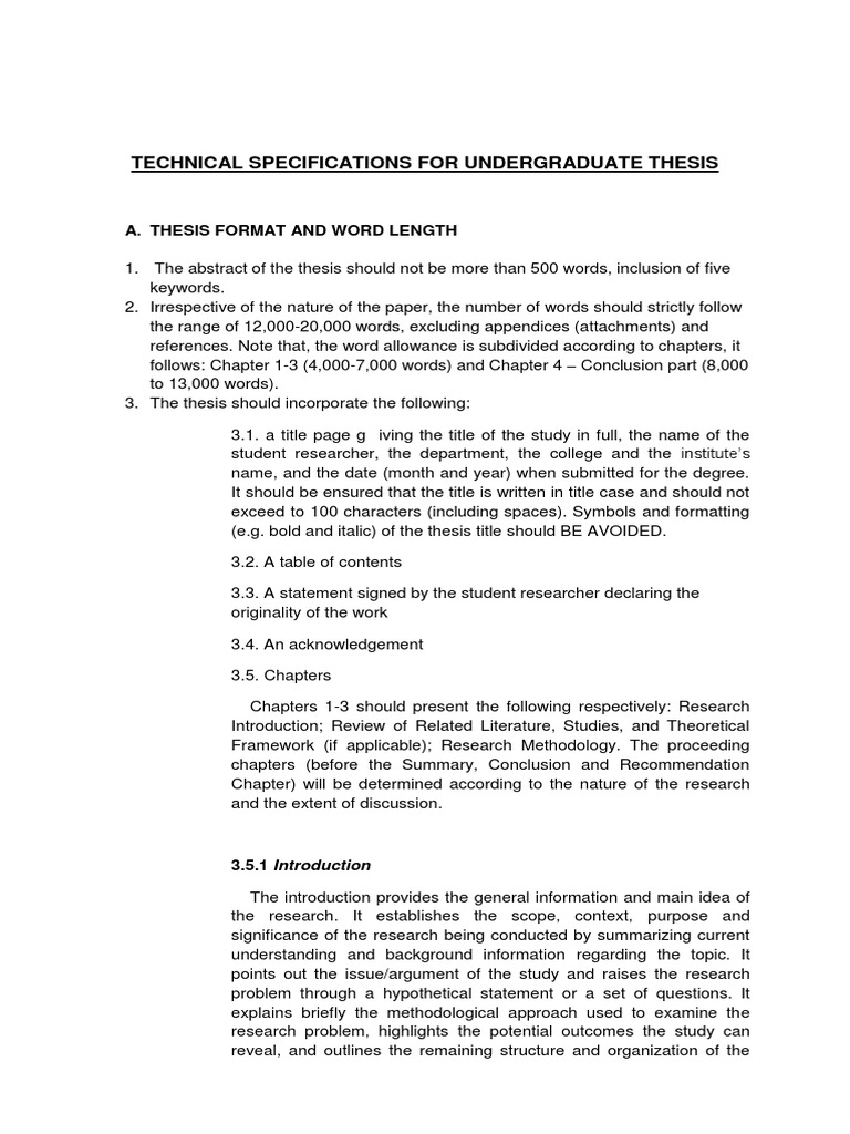 Technical Specifications for Theses | PDF | Thesis | Hypothesis