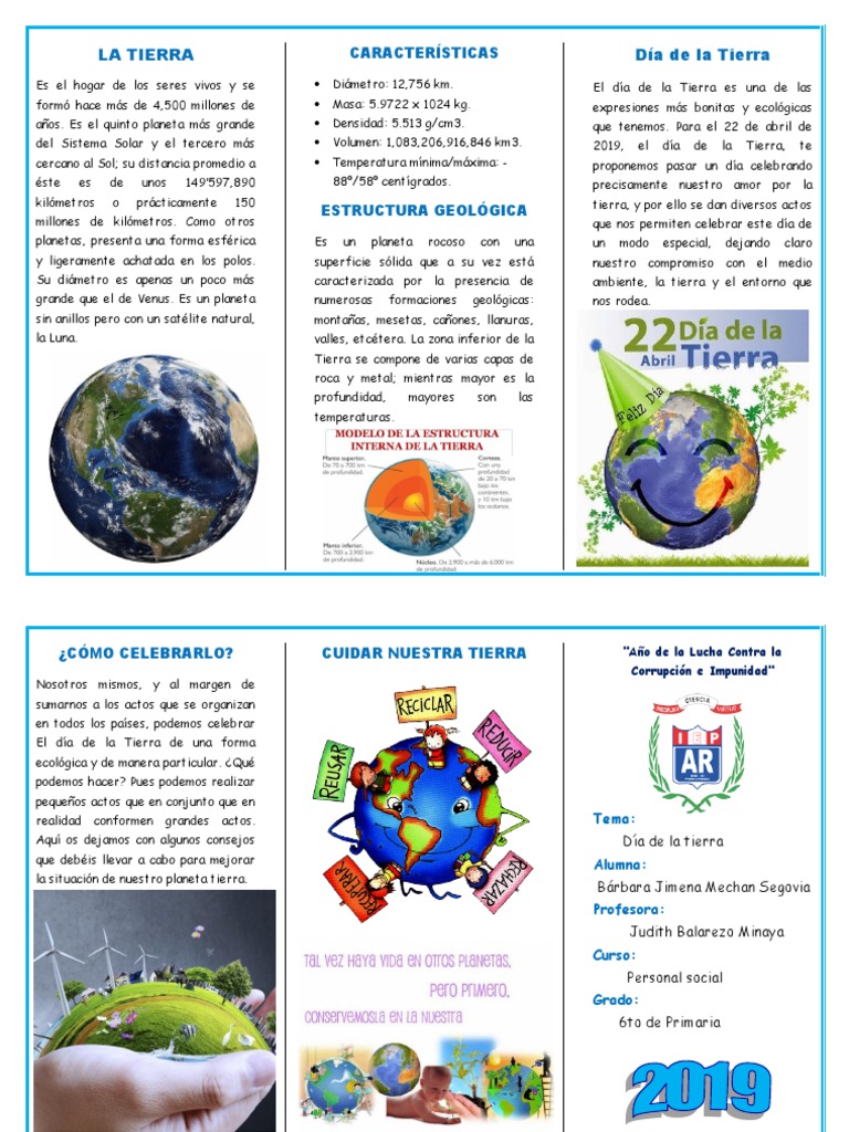 Triptico Sistema Dia de La Tierra | PDF | Tierra | Dom