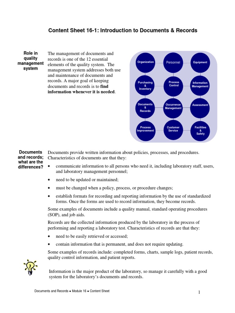 Introduction to Laboratory Documents and Records: Their Role in Quality ...
