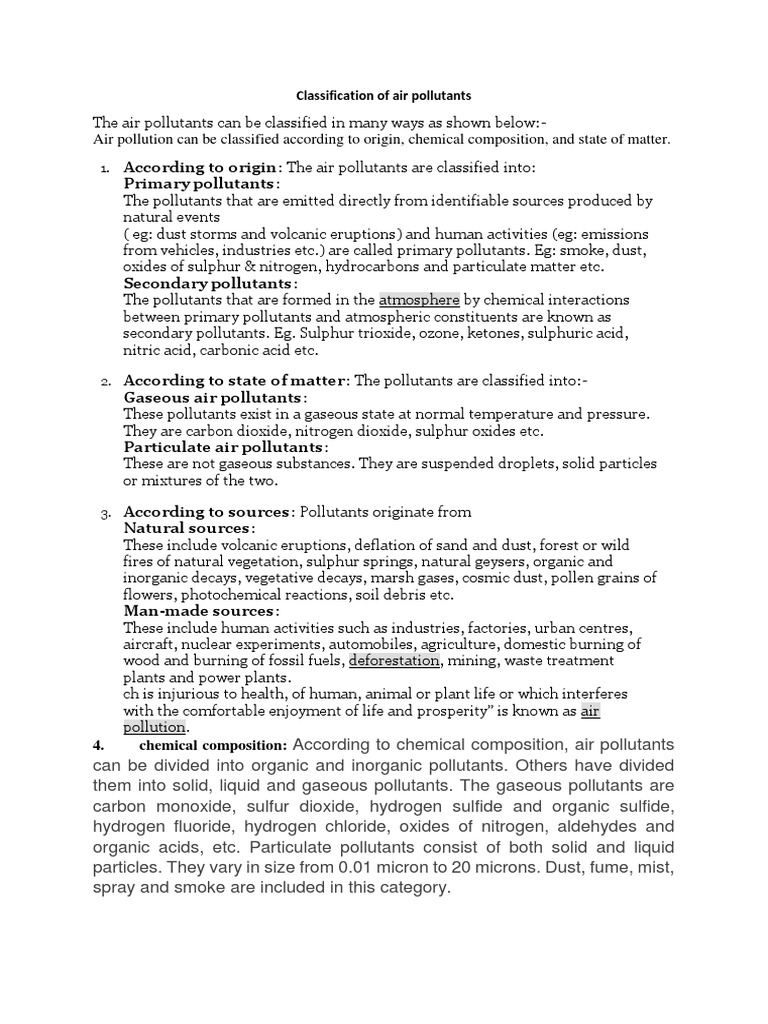 Classification of Pollutants | PDF | Smog | Air Pollution