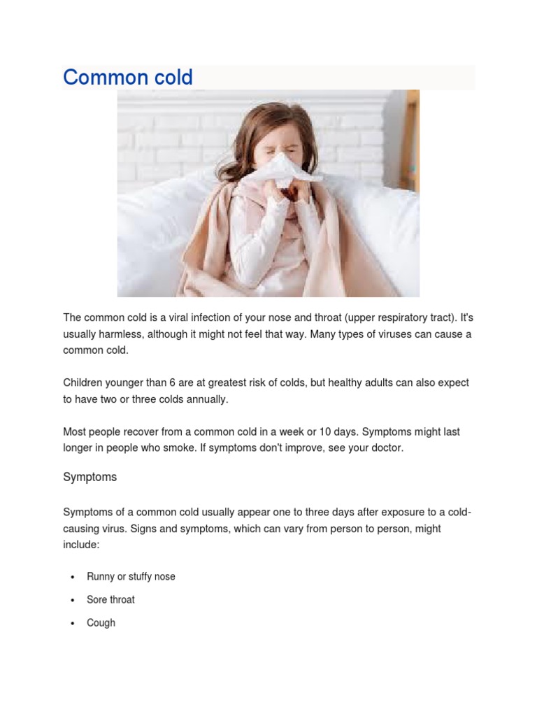 Common Cold: Symptoms | PDF | Common Cold | Influenza