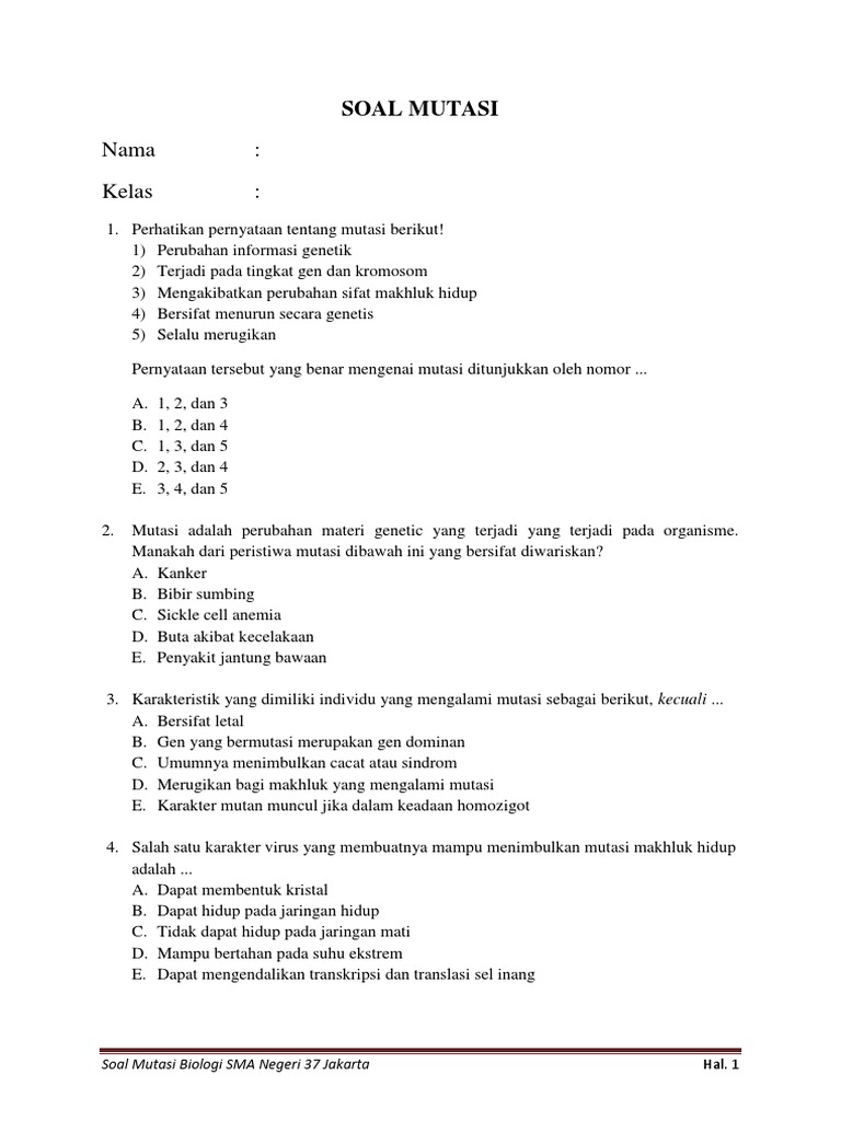 Soal Mutasi | PDF