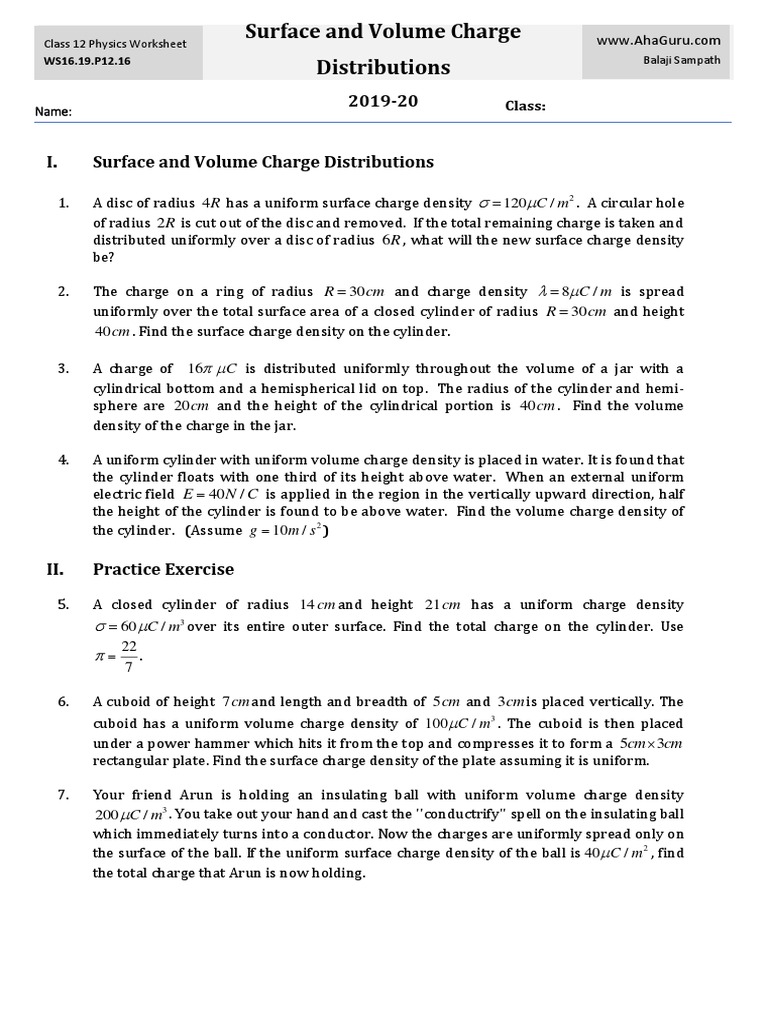 Surface and Volume Charge Distribution PDF | PDF | Sphere | Volume