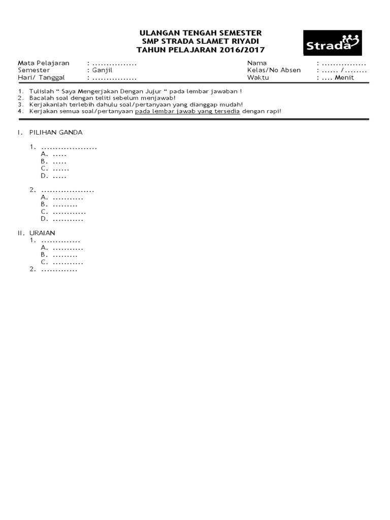 Format Soal Uts | PDF