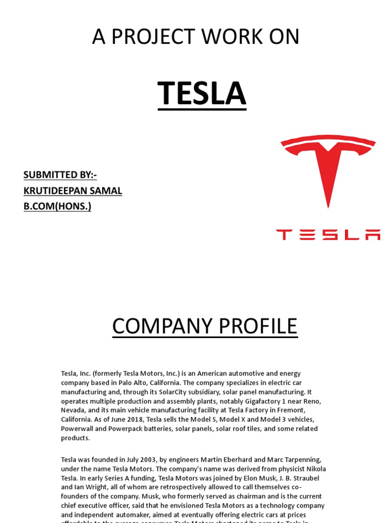 A Project Work On: Tesla | PDF | Tesla Model S | Electric Vehicle
