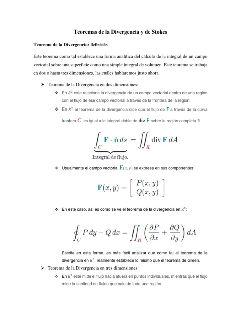 Teoremas de La Divergencia y de Stokes | PDF | Divergencia | Integral