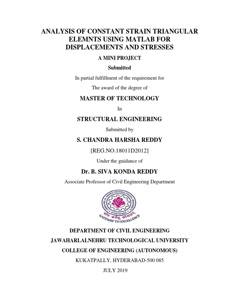 Analysis of Constant Strain Triangular Elemnts Using Matlab For ...