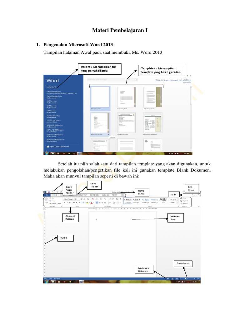 Pengenalan Dasar Microsoft Word 2013 | PDF | Karier & Perkembangan