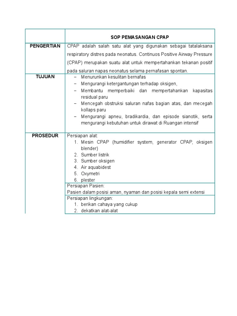 Sop Cpap | PDF