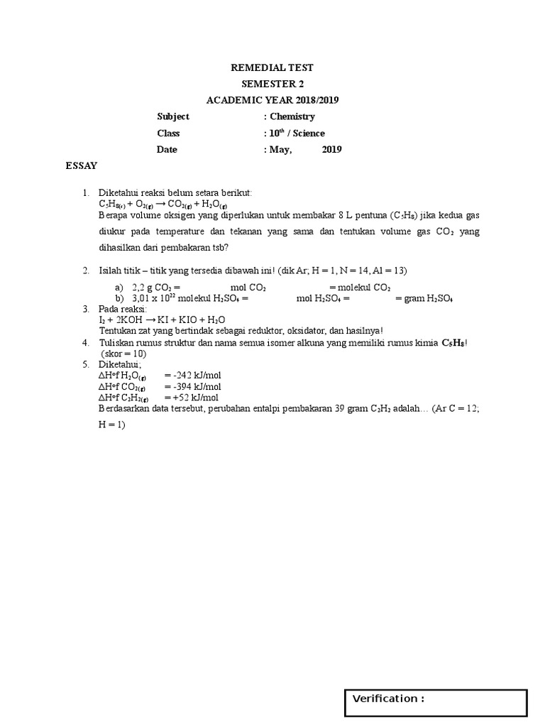 Remedial Test Kelas X | PDF
