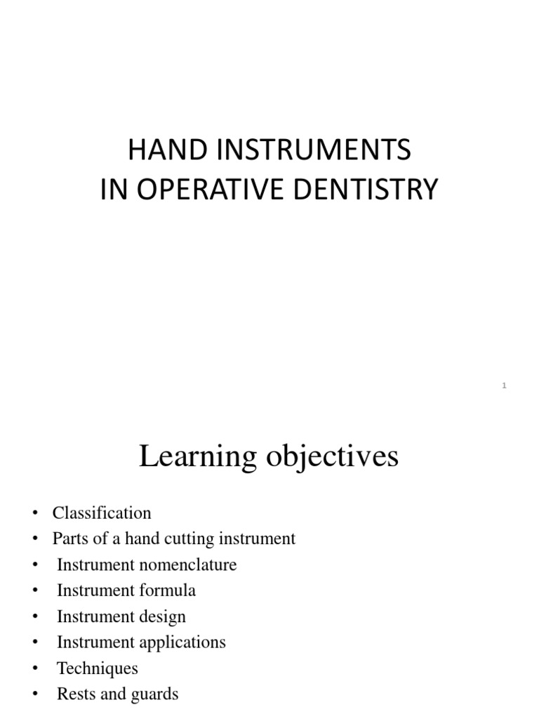 Hand Instruments in Operative Dentistry | PDF | Mirror | Blade