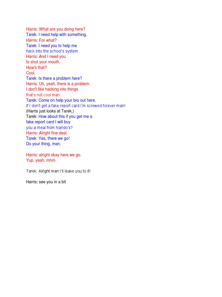 Script For Harris | PDF