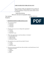 Work Life Balance Questionnaire | PDF | Work–Life Balance | Behavioural ...