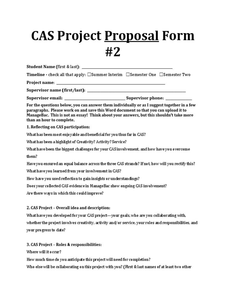 CAS Project Proposal Form | PDF | Creativity | Applied Psychology