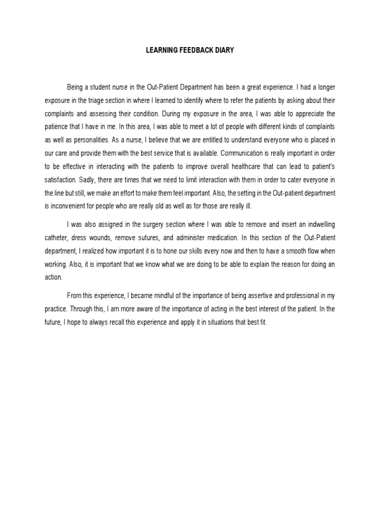 Learning Feedback Diary | PDF
