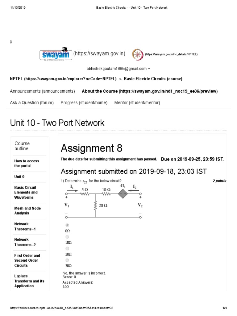 Basic Electric Circuits - Unit 10 - Two Port Network | PDF | Network Analysis (Electrical ...