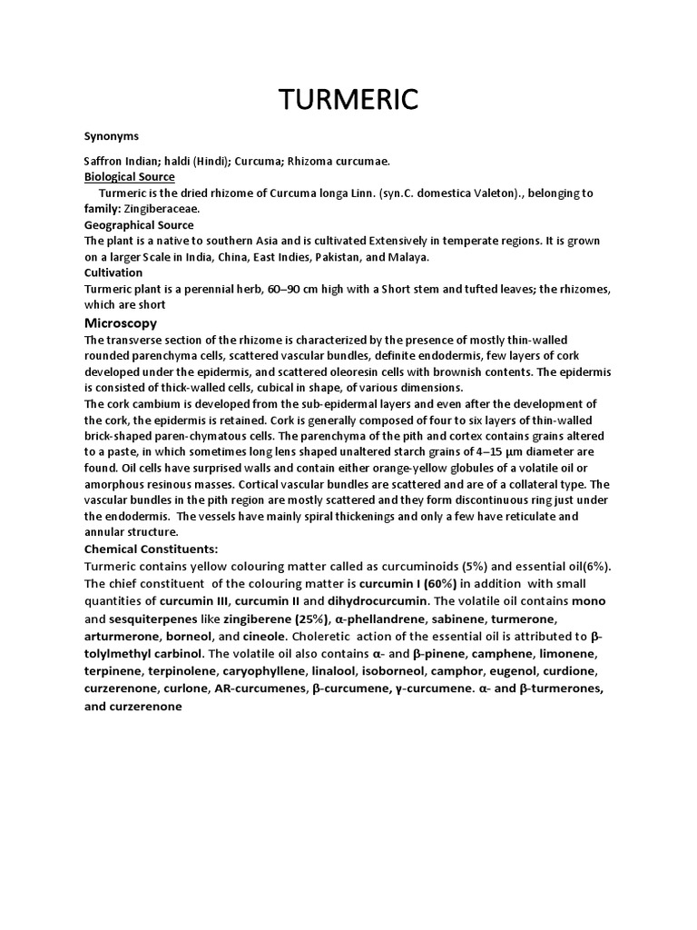 Turmeric | PDF | Turmeric | Branches Of Botany