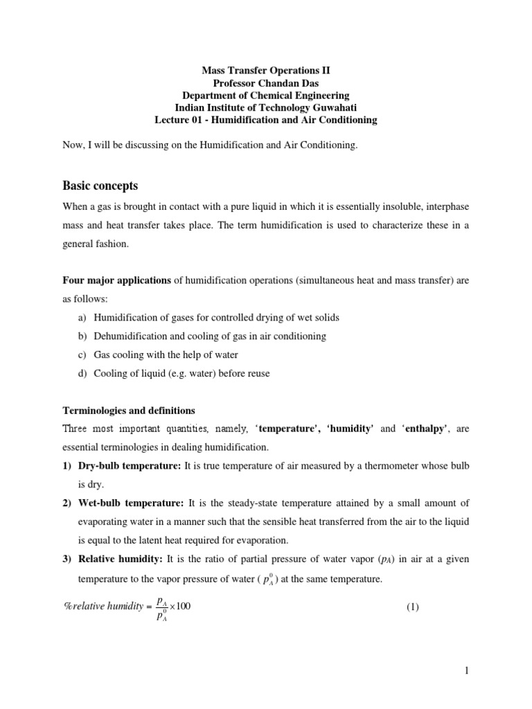 Basic Concepts: P P Humidity Relative | PDF | Humidity | Relative Humidity