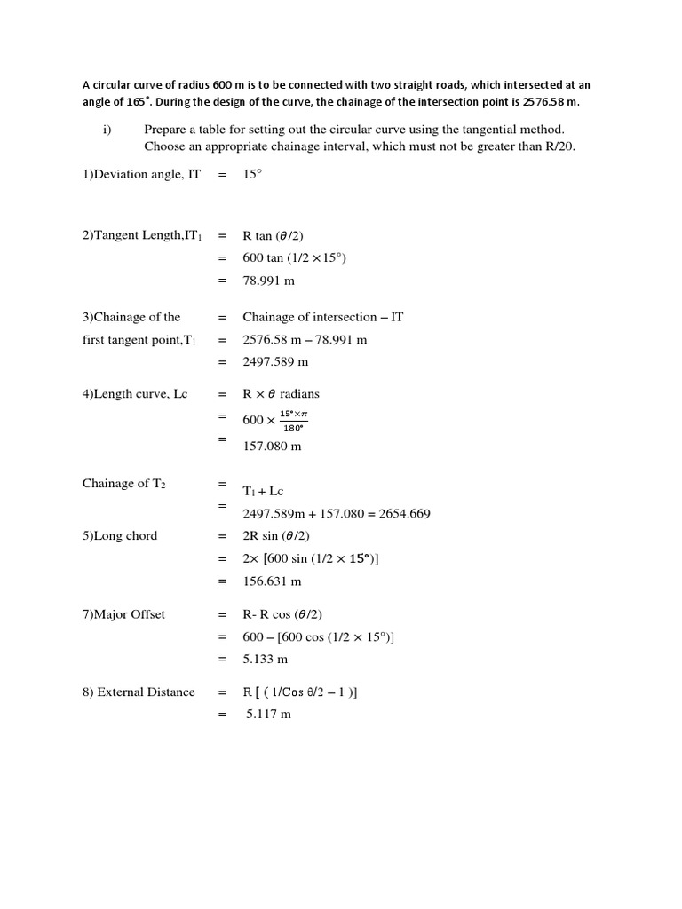 A Circular Curve of Radius 600 M Is To Be Connected With Two Straight ...