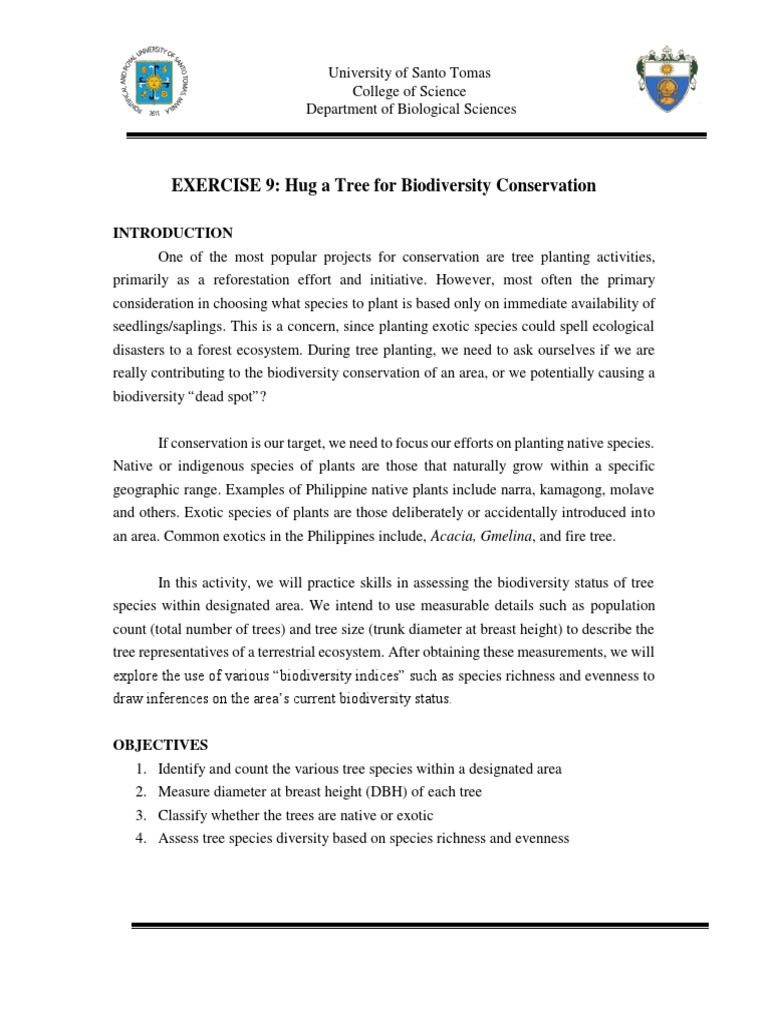 Biodiversity Assessment Tree Activity | PDF | Biodiversity | Trees