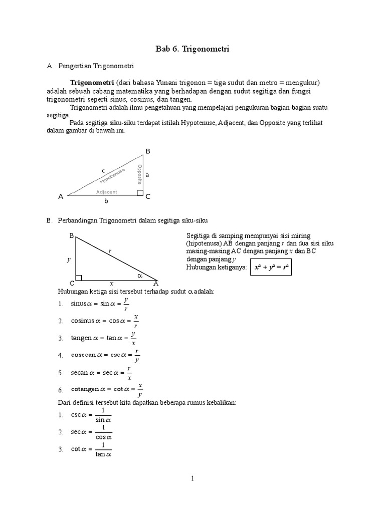 Rumus dan Contoh Trigonometri | PDF