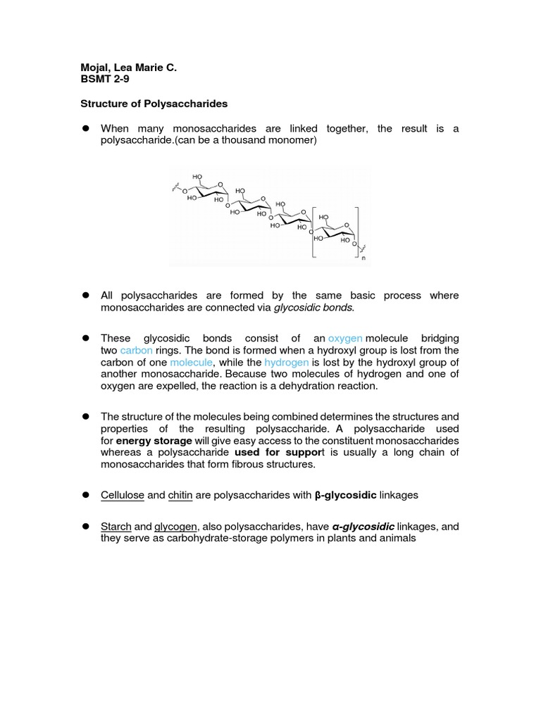 Polysaccharides: Structure & Function | PDF | Polysaccharide | Glycogen