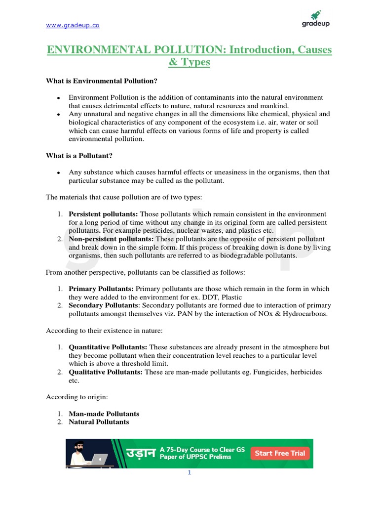 Environmental Pollution Part1 in English 50 PDF | PDF | Pollution | Air ...