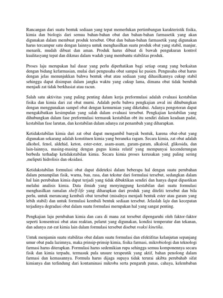 Stabilitas Obat Dan Faktor Faktor Yang Mempengaruhi Pdf
