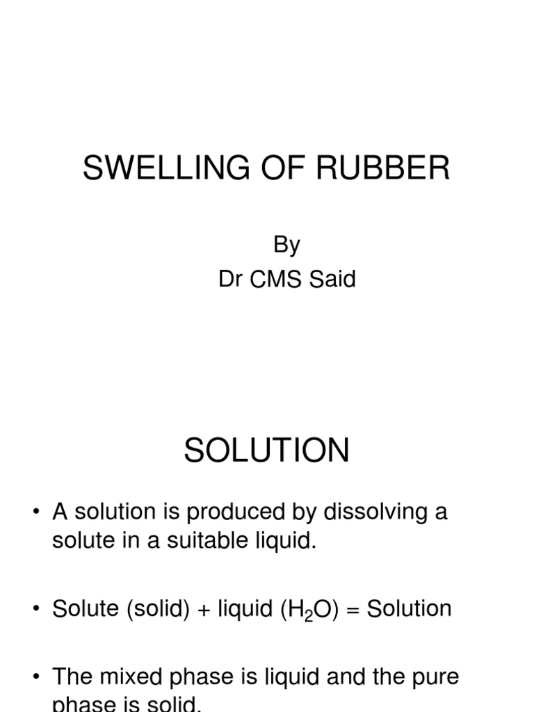 Understanding Rubber Swelling Dynamics | PDF | Cross Link | Polymers